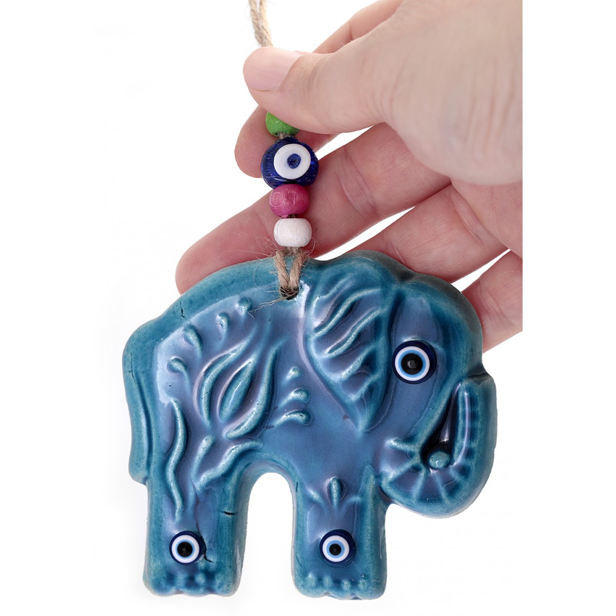Buy Ceramic Elephant Evil Eye Amulet in Evil Eye Decor